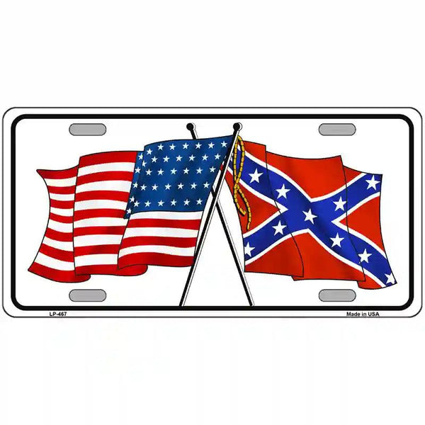 Confederate USA Crossed Flags Metal Novelty License Plate | Smart Blonde