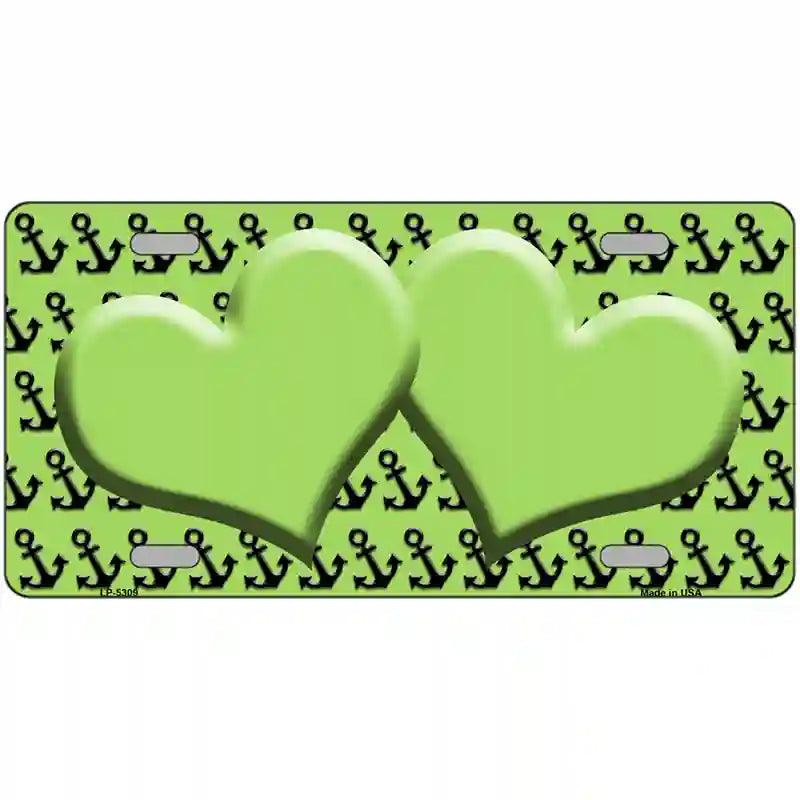 Lime Green Black Anchor Lime Green Heart Center Metal Novelty License ...
