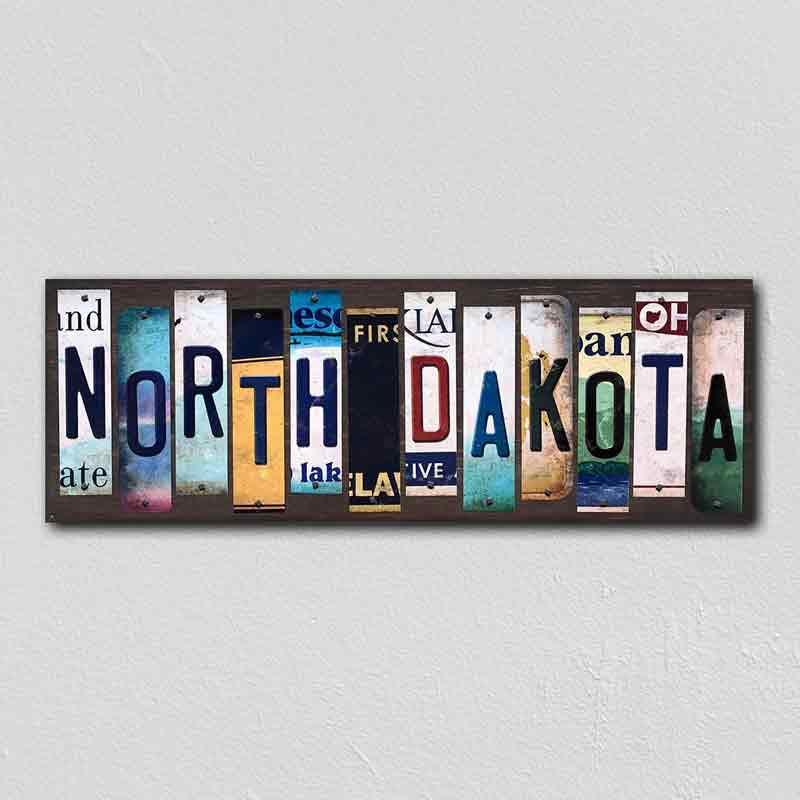 North Dakota License Plate Strips Novelty Wood Signs WS-184 | Smart Blonde