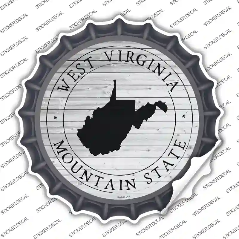 West Virginia Mountain State Wholeslae Novelty Bottle Cap Sticker Decal ...