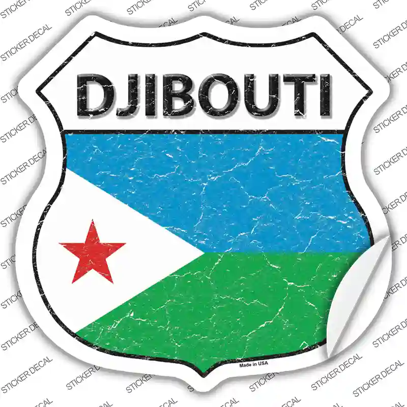 Djibouti Flag Novelty Highway Shield Sticker Decal | Smart Blonde