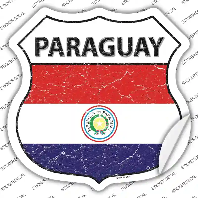 Paraguay Flag Novelty Highway Shield Sticker Decal | Smart Blonde
