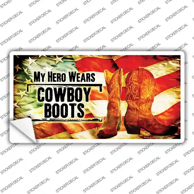 My Hero Wears Cowboy Boots Novelty Sticker Decal | Smart Blonde