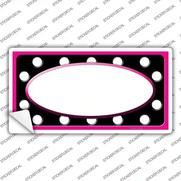 White Black Polka Dots Pink Frame And White Center Oval Novelty Sticker ...