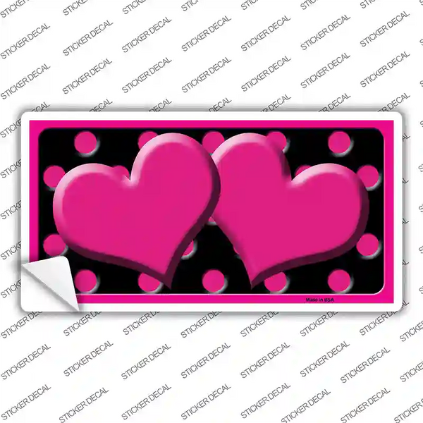 Hot Pink Black Polka Dot Hot Pink Center Hearts Novelty Sticker Decal ...