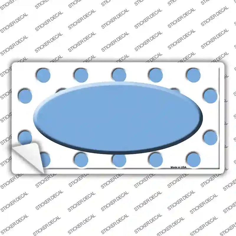 Light Blue White Polka Dot Light Blue Center Oval Novelty Sticker Decal ...