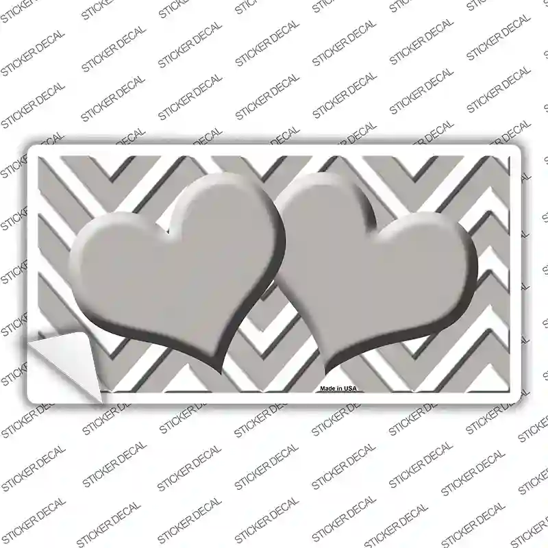Grey White Chevron Grey Center Hearts Novelty Sticker Decal | Smart Blonde