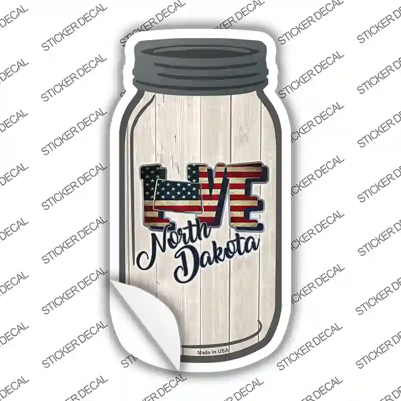 Love North Dakota Silhouette Novelty Mason Jar Sticker Decal | Smart Blonde