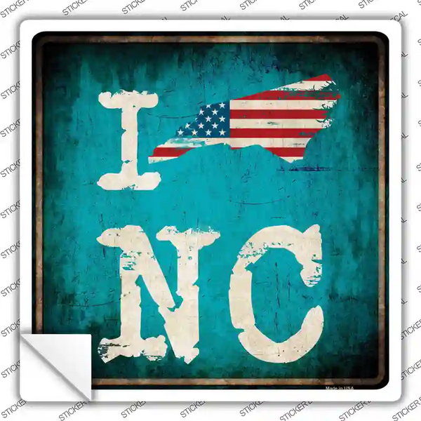 I Love North Carolina Novelty Square Sticker Decal | Smart Blonde