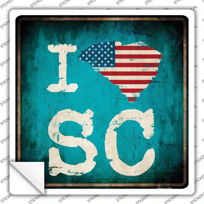 I Love South Carolina Novelty Square Sticker Decal | Smart Blonde
