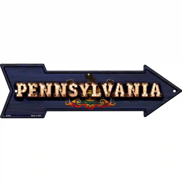 Pennsylvania Bulb Lettering With State Flag Novelty Metal Arrow Sign ...