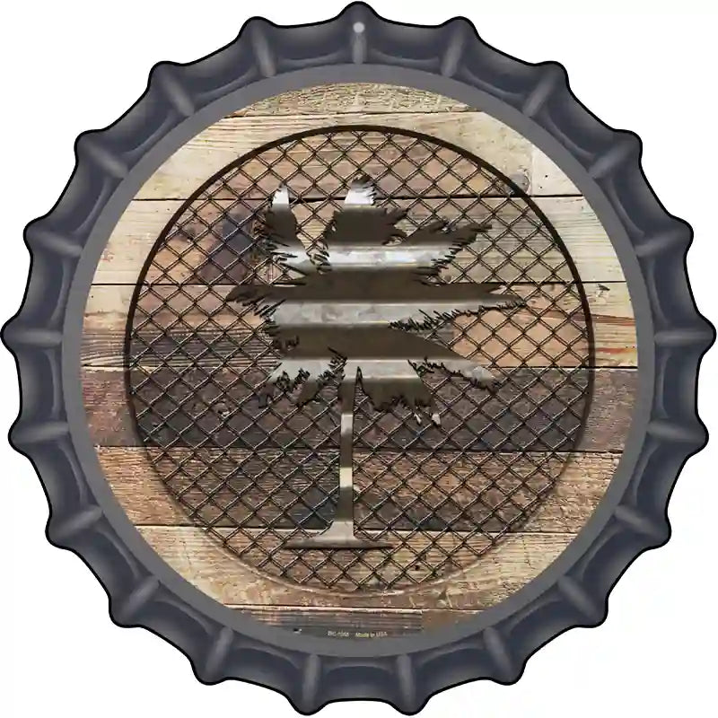 Corrugated Palm Tree on Wood Novelty Metal Bottle Cap Sign BC-1058 ...