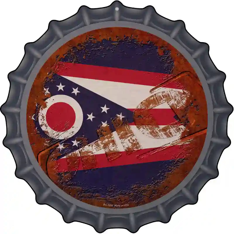 Ohio Rusty Stamped Novelty Metal Bottle Cap Sign BC-1200 | Smart Blonde