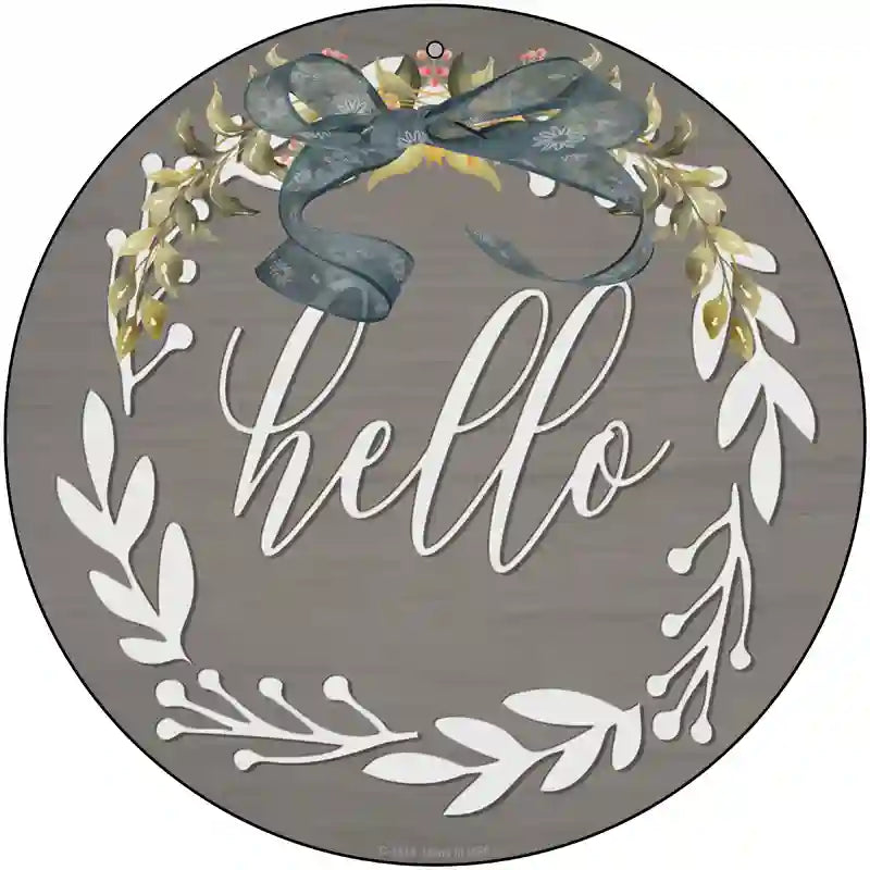 Hello Wreath Novelty Metal Circle Sign | Smart Blonde