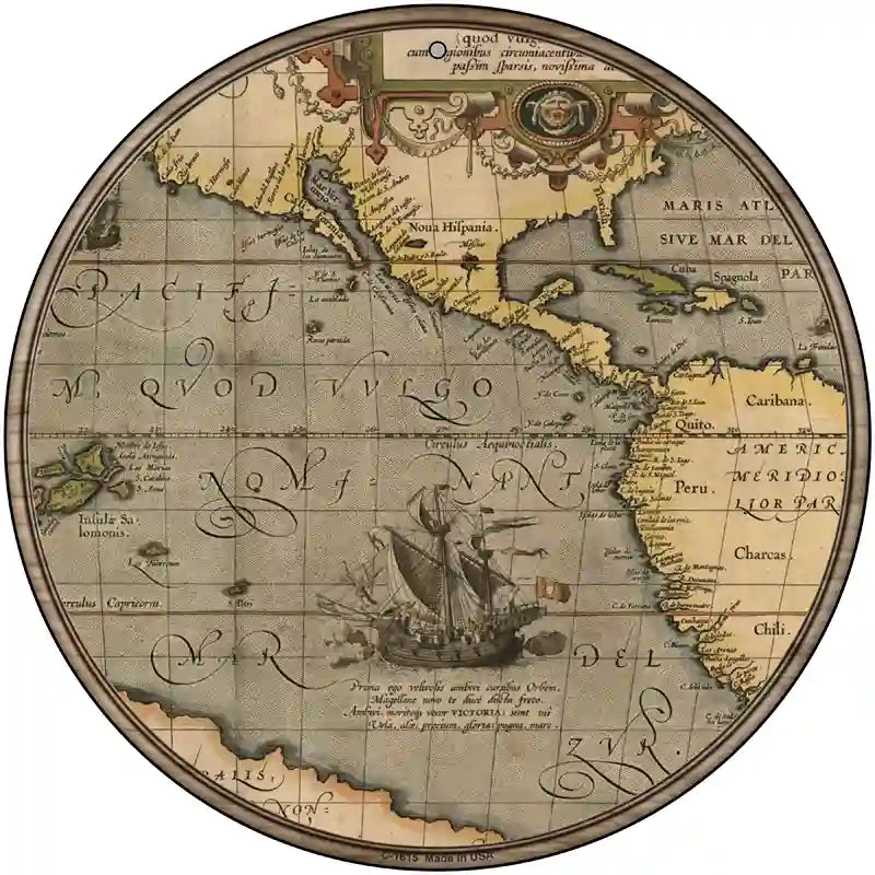Pacific Ocean Map Novelty Metal Circle Sign – A Smart Blonde