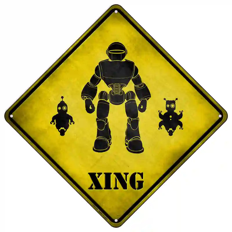 Robots Xing Novelty Metal Crossing Sign | Smart Blonde
