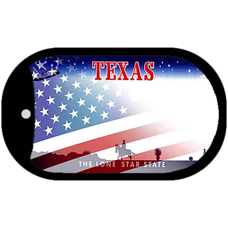 Texas with American Flag Novelty Metal Dog Tag Necklace DT-12372 ...