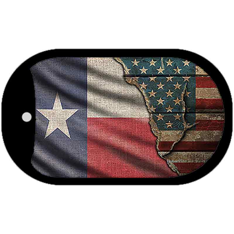 Texas/American Flag Novelty Metal Dog Tag Necklace DT-12422 | Smart Blonde
