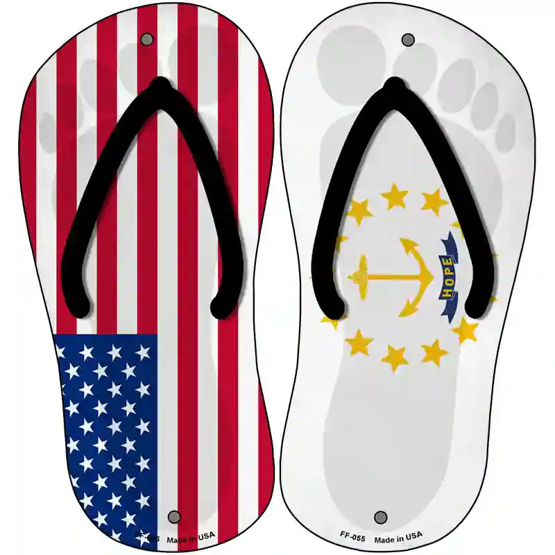 USA|Rhode Island Flag Novelty Metal Flip Flops (Set of 2) | Smart Blonde