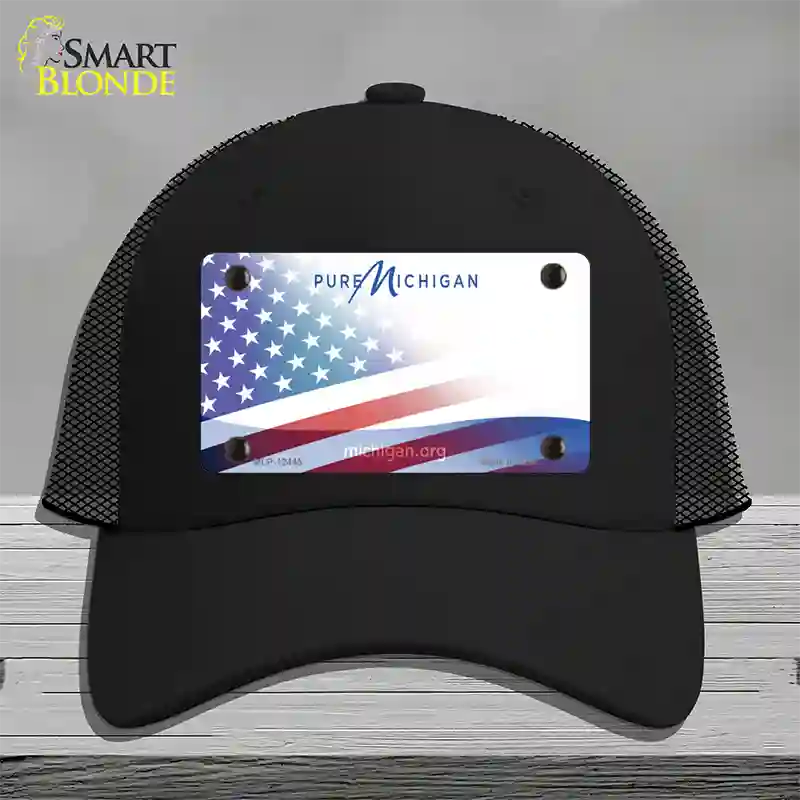 Pure Michigan Plate American Flag Novelty License Plate Hat | Smart Blonde