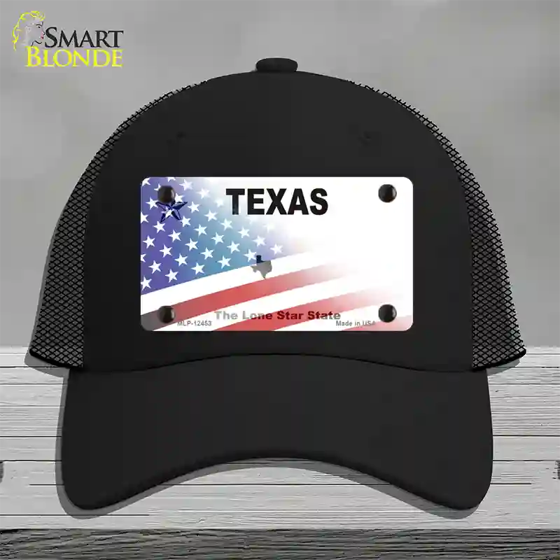 Texas White with American Flag Novelty License Plate Hat | Smart Blonde