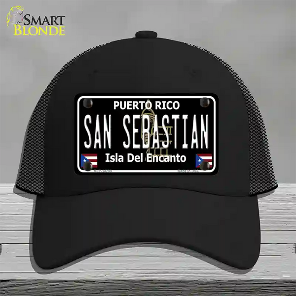 San Sebastian Puerto Rico Black Novelty License Plate Hat | Smart Blonde
