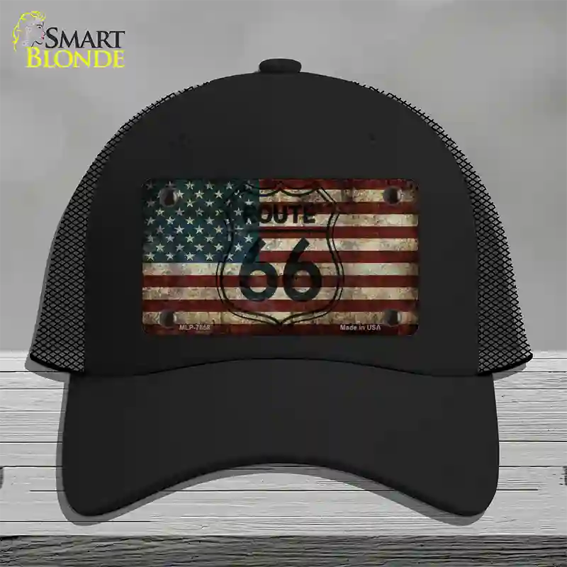 Route 66 American Flag Transparent Novelty License Plate Hat | Smart Blonde