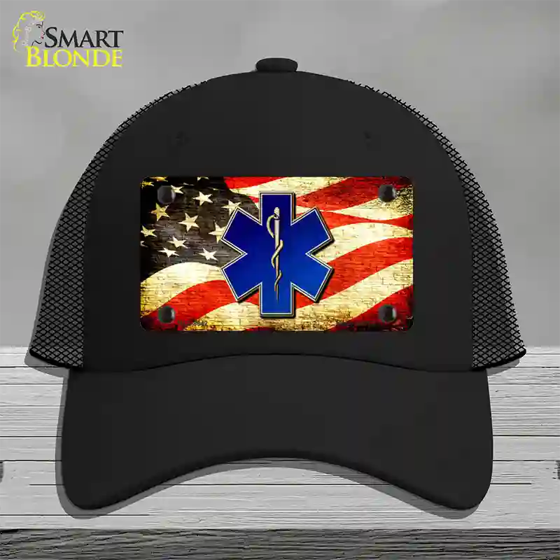 EMT Logo With USA Flag Novelty License Plate Hat | Smart Blonde