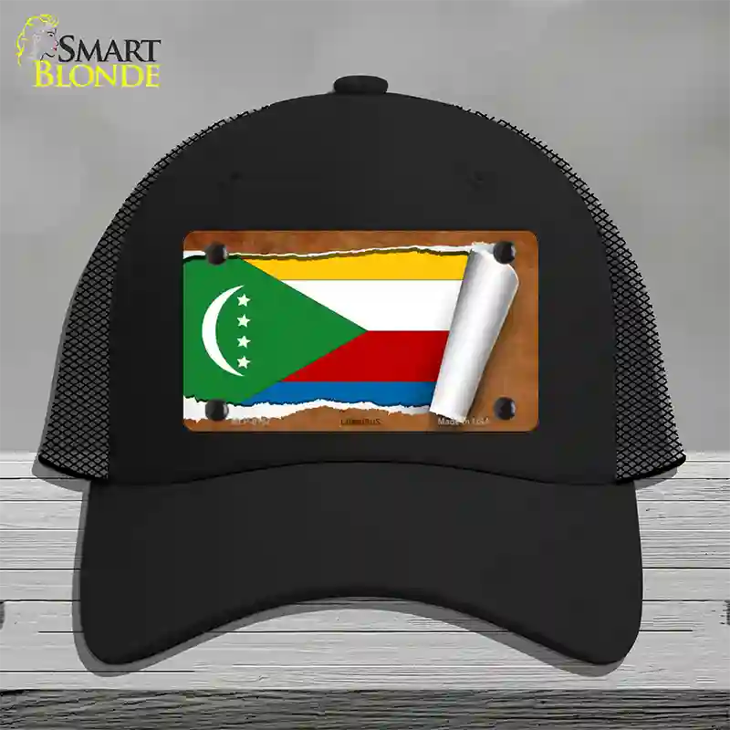 Comoros Flag Scroll Novelty License Plate Hat | Smart Blonde