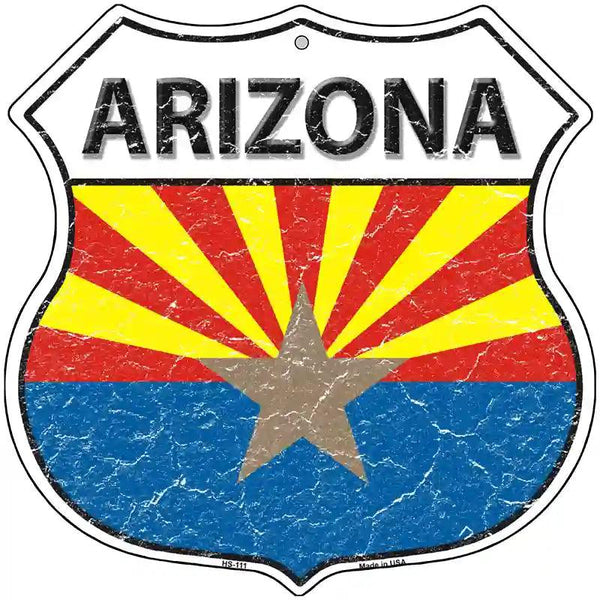 Arizona State Flag Highway Shield Metal Sign | Smart Blonde