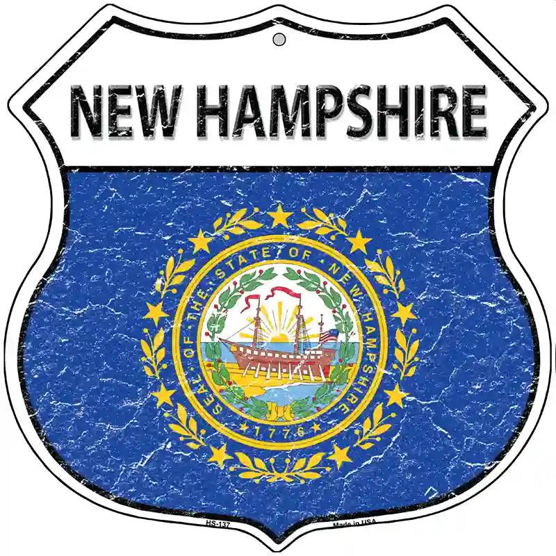 New Hampshire State Flag Highway Shield Metal Sign | Smart Blonde