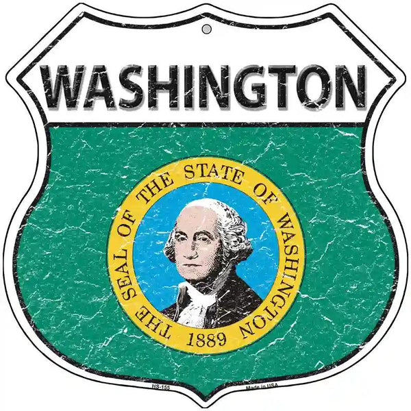 Washington State Flag Highway Shield Metal Sign | Smart Blonde