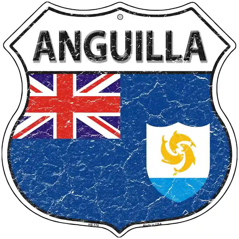 Anguilla Flag Highway Shield Metal Sign | Smart Blonde