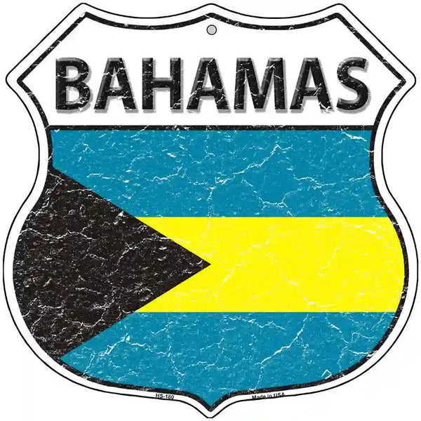 Bahamas Flag Highway Shield Metal Sign | Smart Blonde