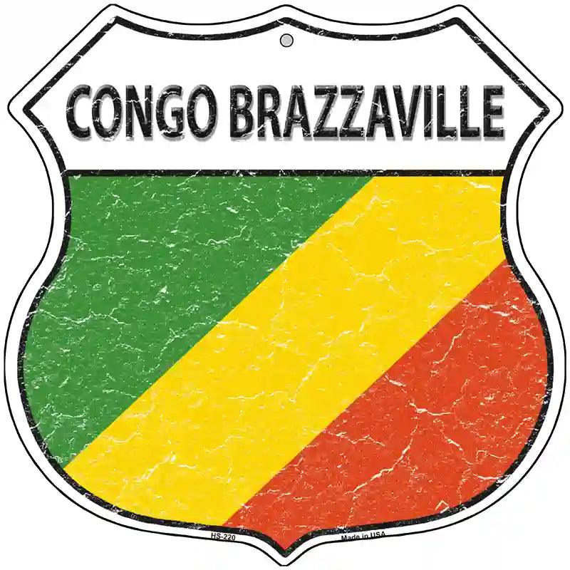 Congo Brazzaville Flag Highway Shield Metal Sign | Smart Blonde