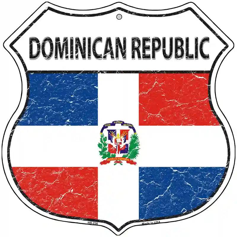 Dominican Republic Flag Highway Shield Metal Sign | Smart Blonde