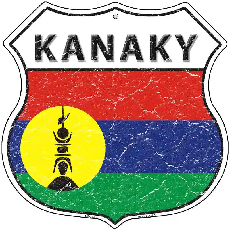 Kanaky Flag Highway Shield Metal Sign | Smart Blonde