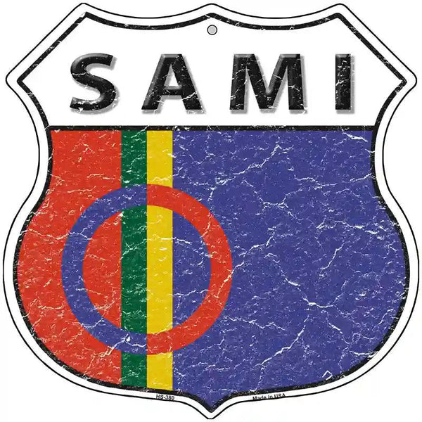 Sami Flag Highway Shield Metal Sign | Smart Blonde