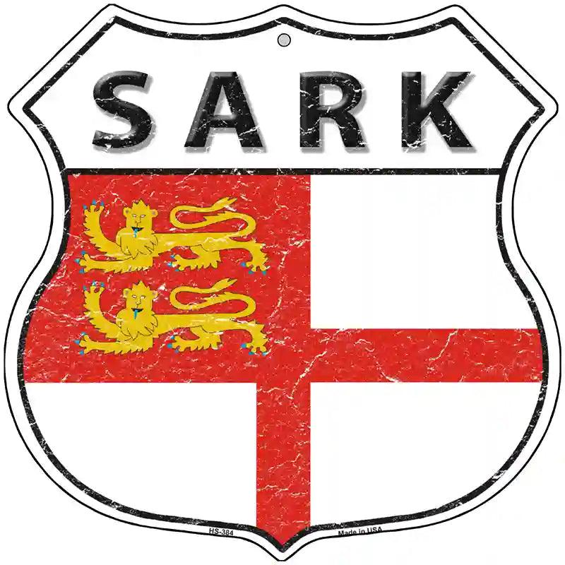 Sark Flag Highway Shield Metal Sign | Smart Blonde