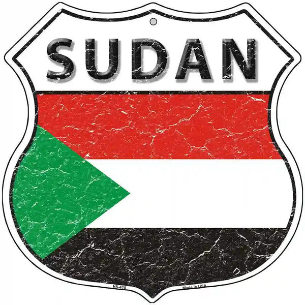 Sudan Flag Highway Shield Metal Sign | Smart Blonde