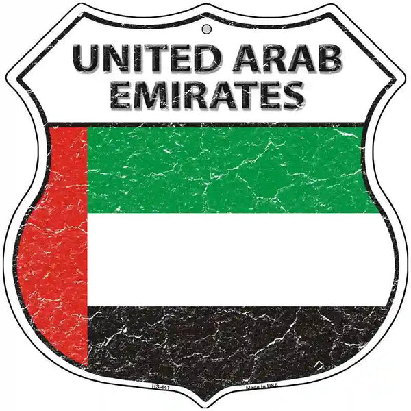 United Arab Emirates Flag Highway Shield Metal Sign | Smart Blonde