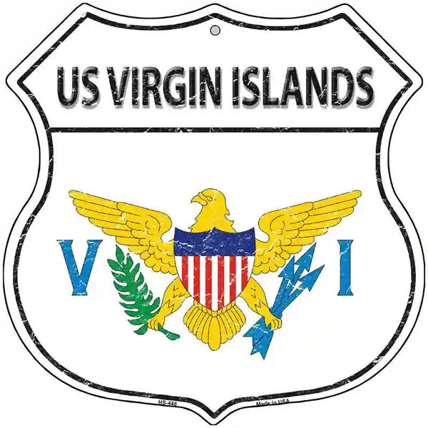 US Virgin Islands Flag Highway Shield Metal Sign | Smart Blonde