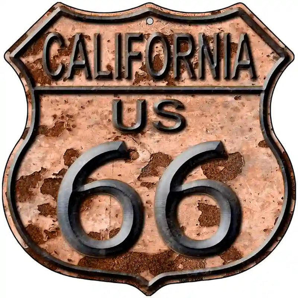 California Route 66 Rusty Metal Novelty Highway Shield Sign | Smart Blonde