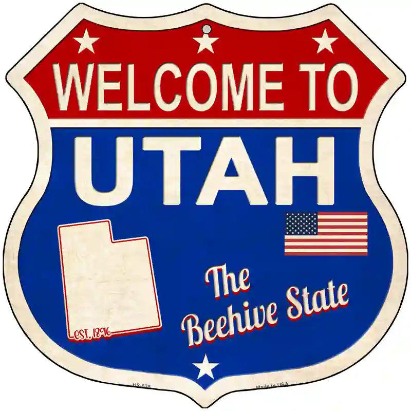 Utah Established Novelty Metal Highway Shield Sign | Smart Blonde