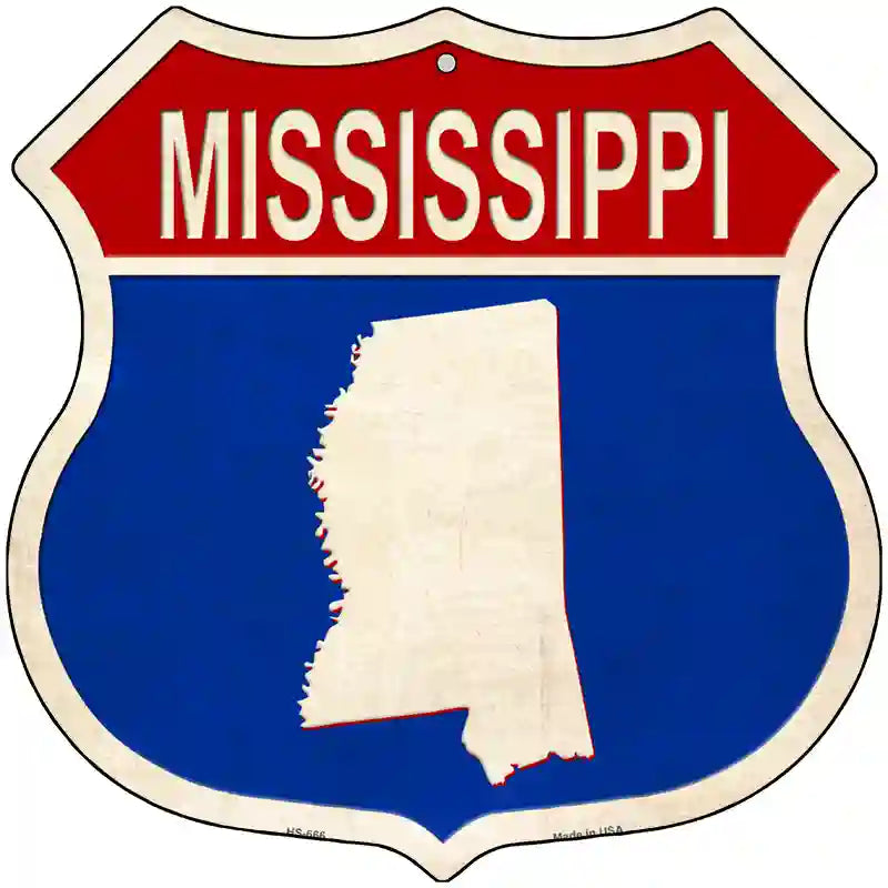 Mississippi Silhouette Novelty Metal Highway Shield Sign | Smart Blonde