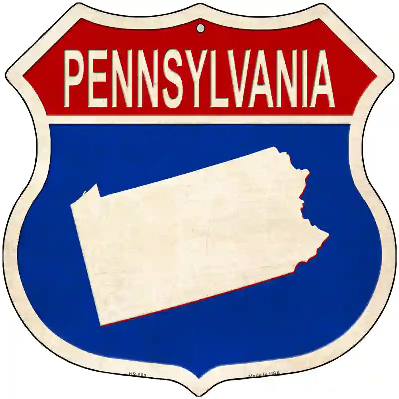 Pennsylvania Silhouette Novelty Metal Highway Shield Sign | Smart Blonde