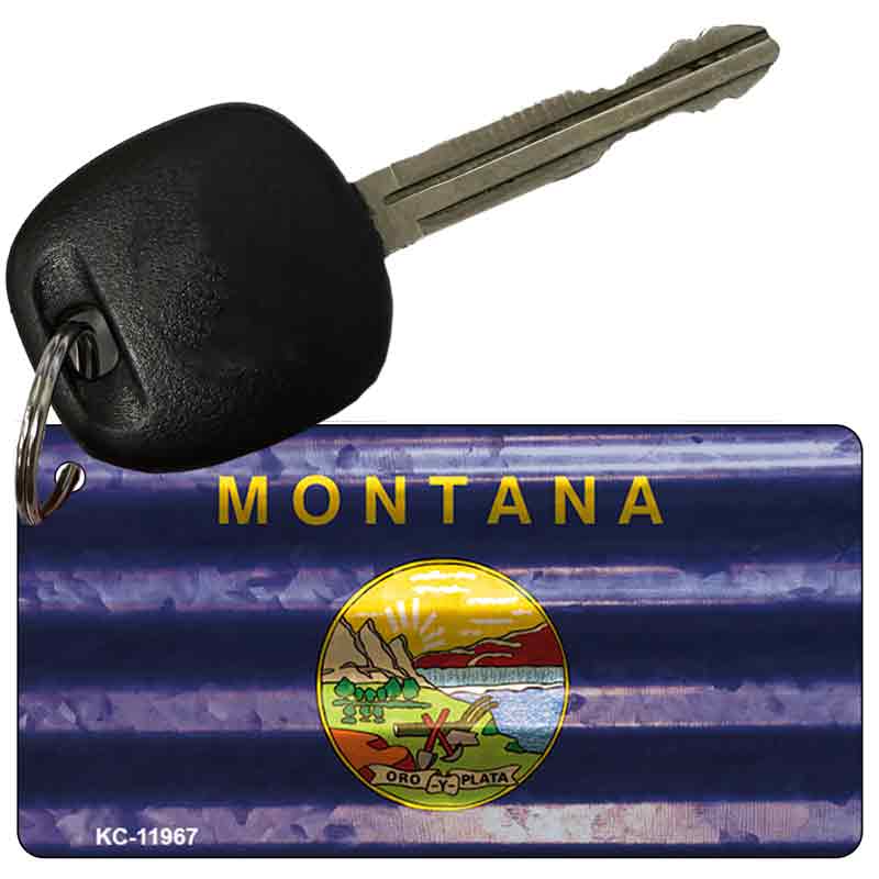 Montana Corrugated Flag Novelty Key Chain KC-11967 | Smart Blonde