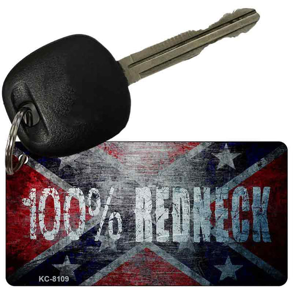100% Redneck Confederate Novelty Aluminum Key Chain KC-8109 | Smart Blonde