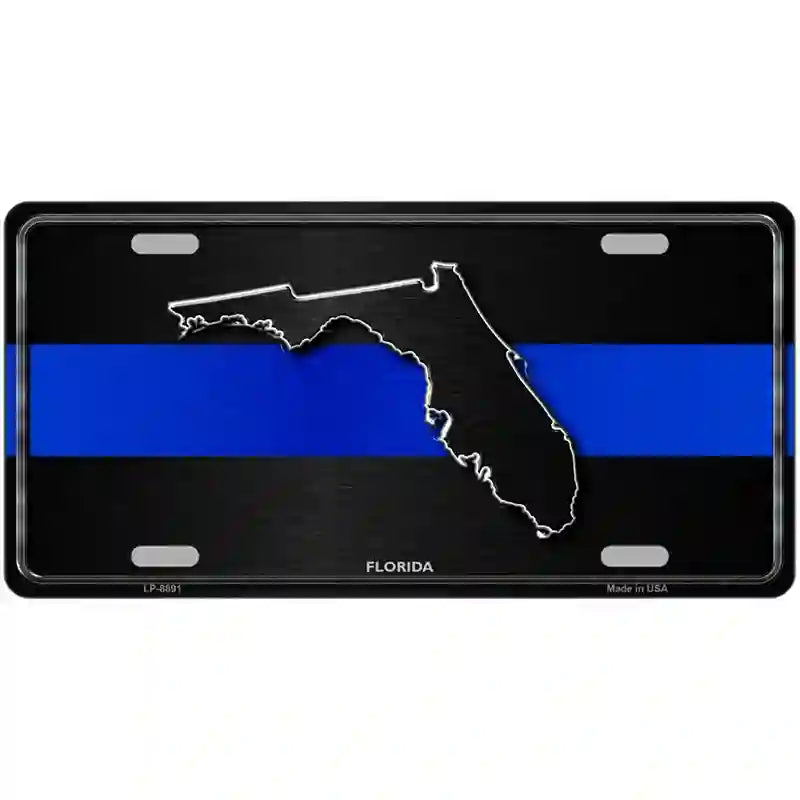 Florida Thin Blue Line Metal Novelty License Plate | Smart Blonde