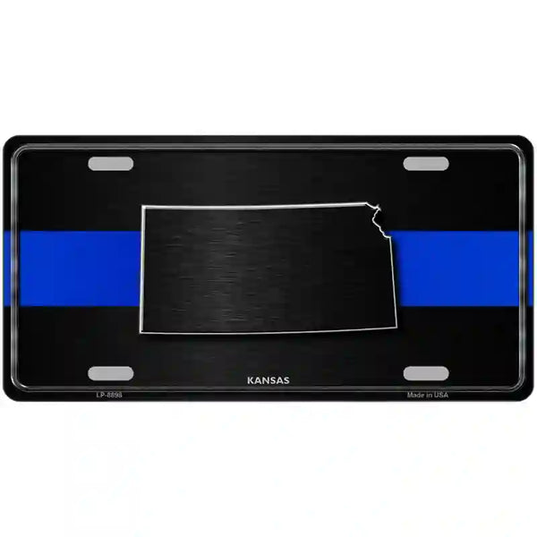 Kansas Thin Blue Line Metal Novelty License Plate | Smart Blonde